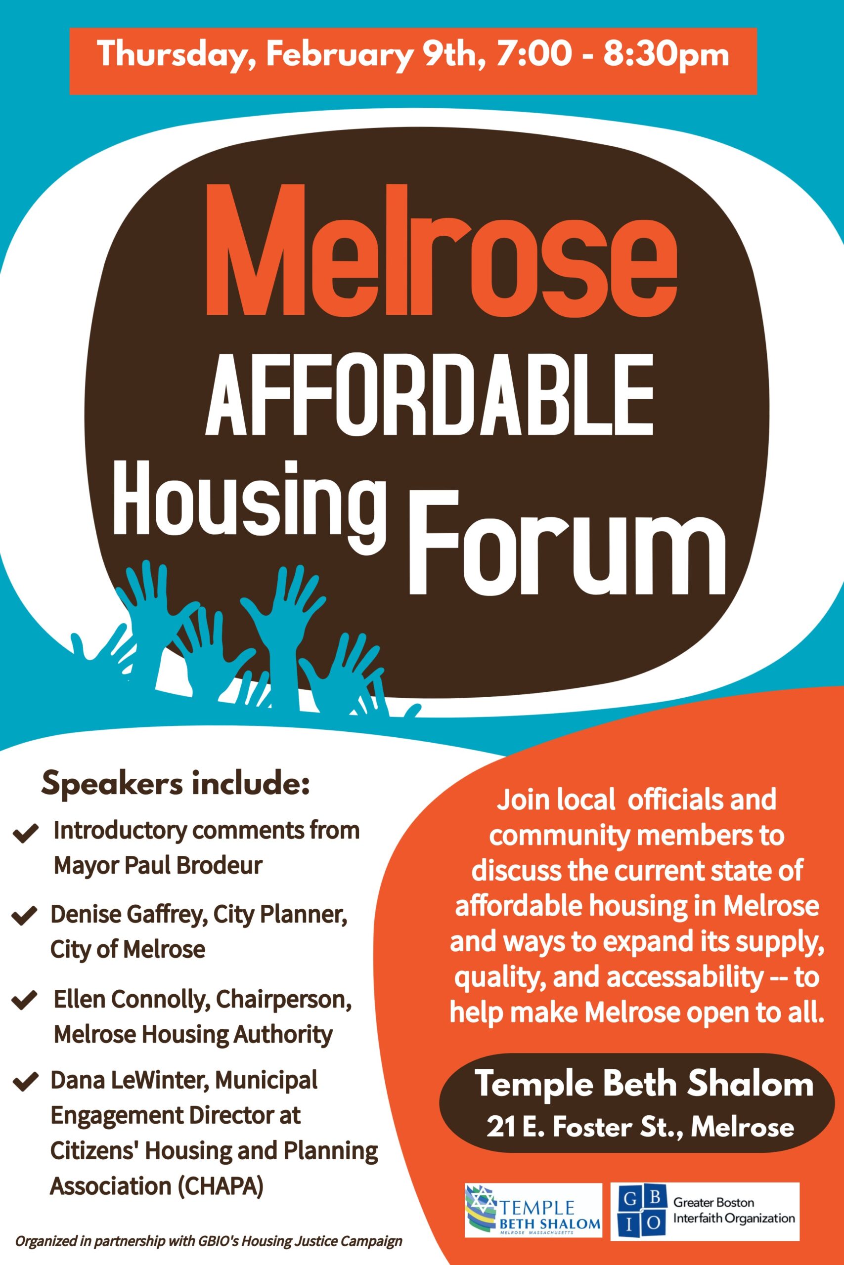 Melrose Housing Forum – Temple Beth Shalom